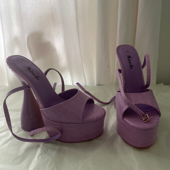 Urban Outfitters | Shoes | Shein Lilac Platform Ankle Strap Peep Toe ...